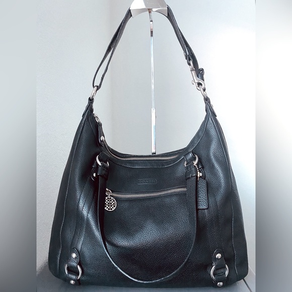 Coach | Bags | Coach Alexandra Black Pebbled Leather Convertible Tote ...